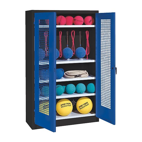 Sports Equipment Locker, HxWxD 195x120x50 cm, with perforated metal ...